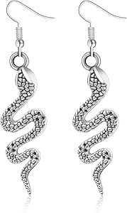 Amazon.com: QEEYON Punk Snake Earrings Silver Serpent Dangle Drop ...