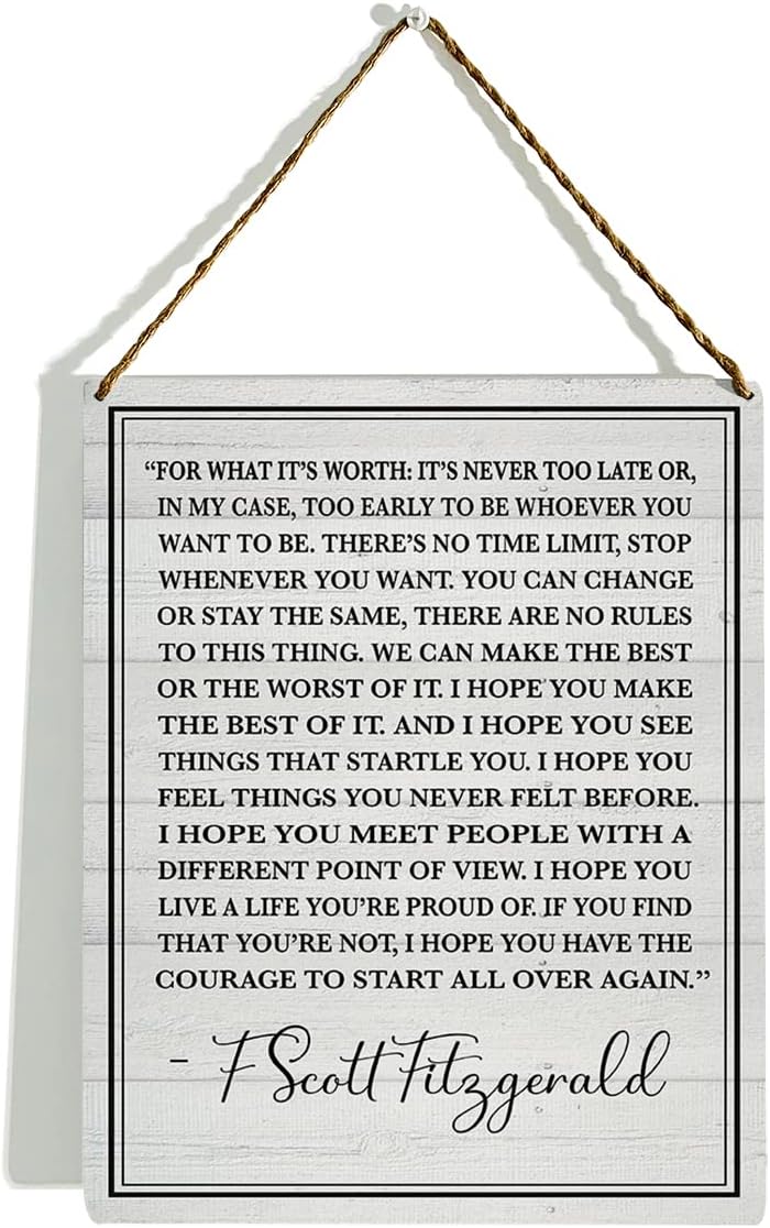 Amazon.com: F Scott Fitzgerald Quote Wood Sign Plaque, F Scott ...