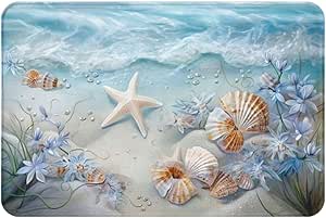 Amazon.com: Beach Seashell Bathroom Rug Coastal Bath Mat Decor Non Slip ...