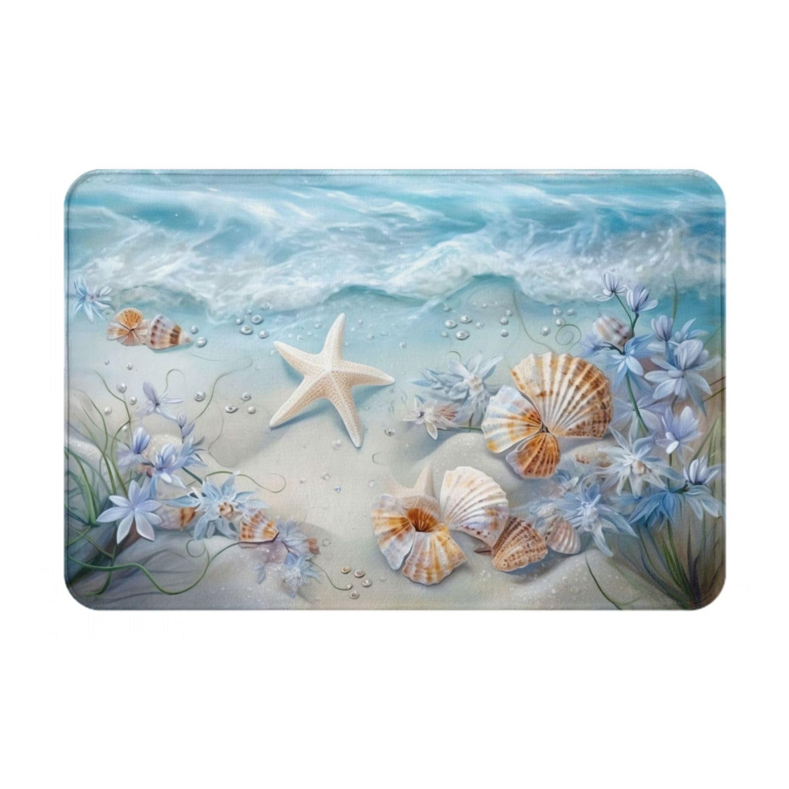 Amazon.com: Beach Seashell Bathroom Rug Coastal Bath Mat Decor Non Slip ...