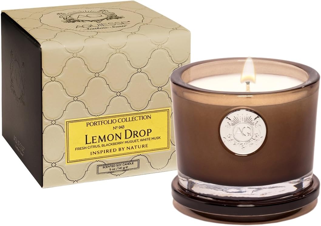 Amazon.com: Aquiesse Lemon Drop Small Candle in Gift Box, Smoke Brown ...