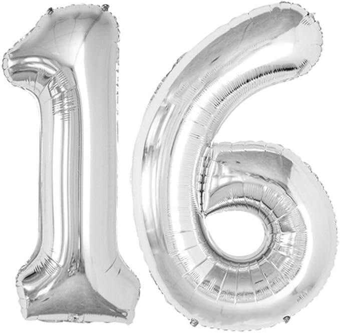 Amazon.com: GOER Number 16 Balloons for 16th Birthday Sweet 16 Party ...