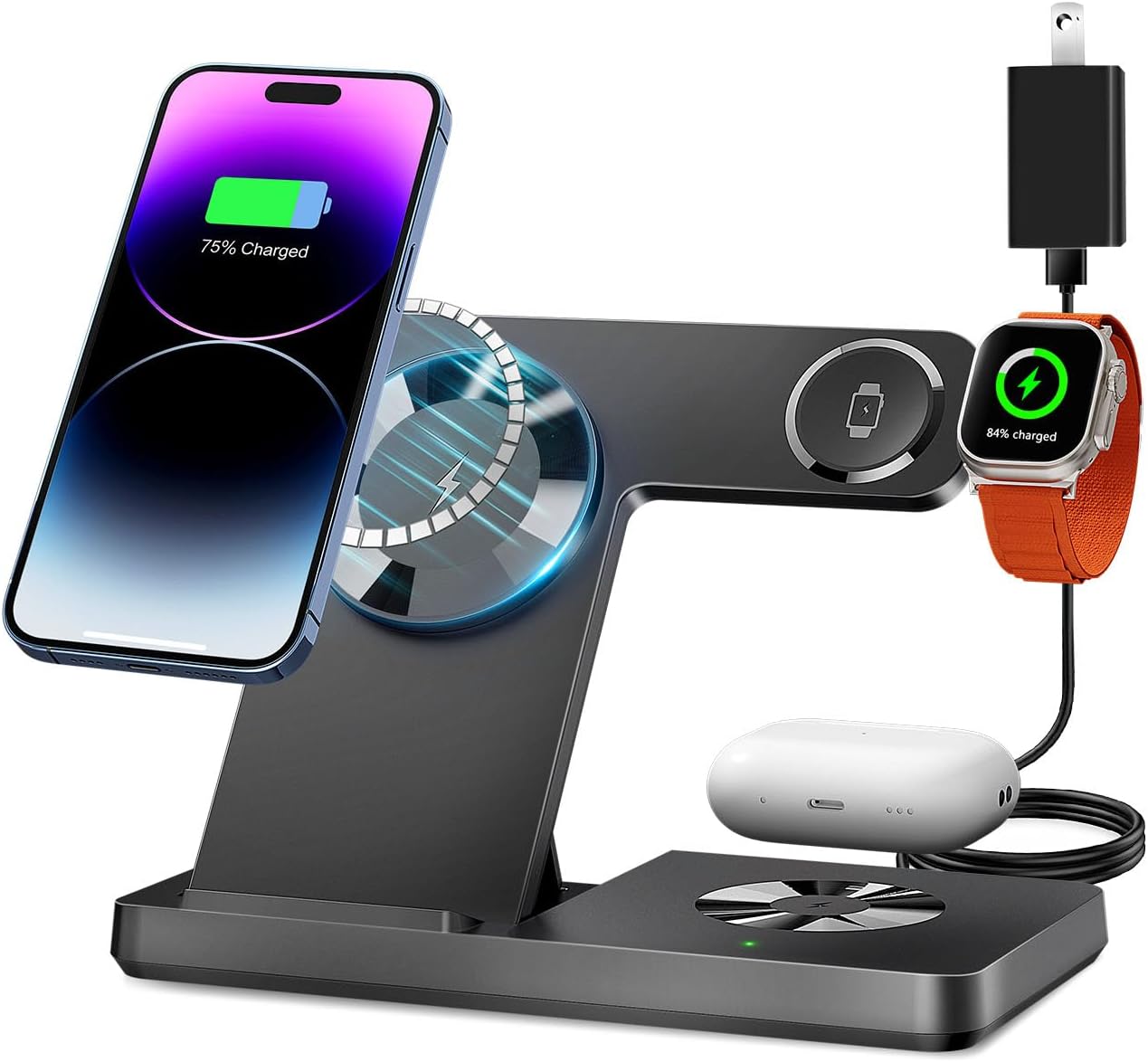 Amazon.com: Magnetic 3 in 1 Wireless Charging Station for Magsafe ...