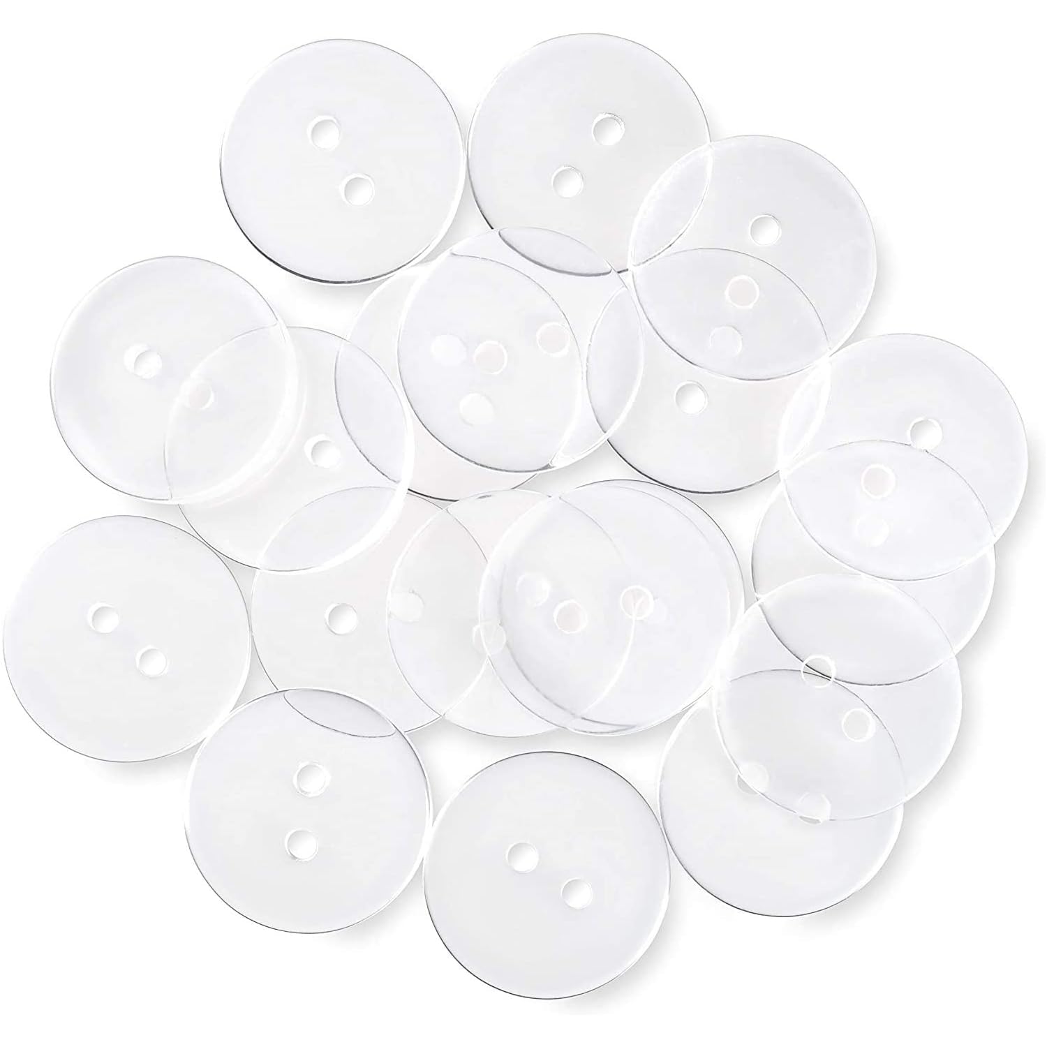 2-Hole Backing Buttons 30L Clear Colour Measuring 0.75in - 19mm Pack of ...