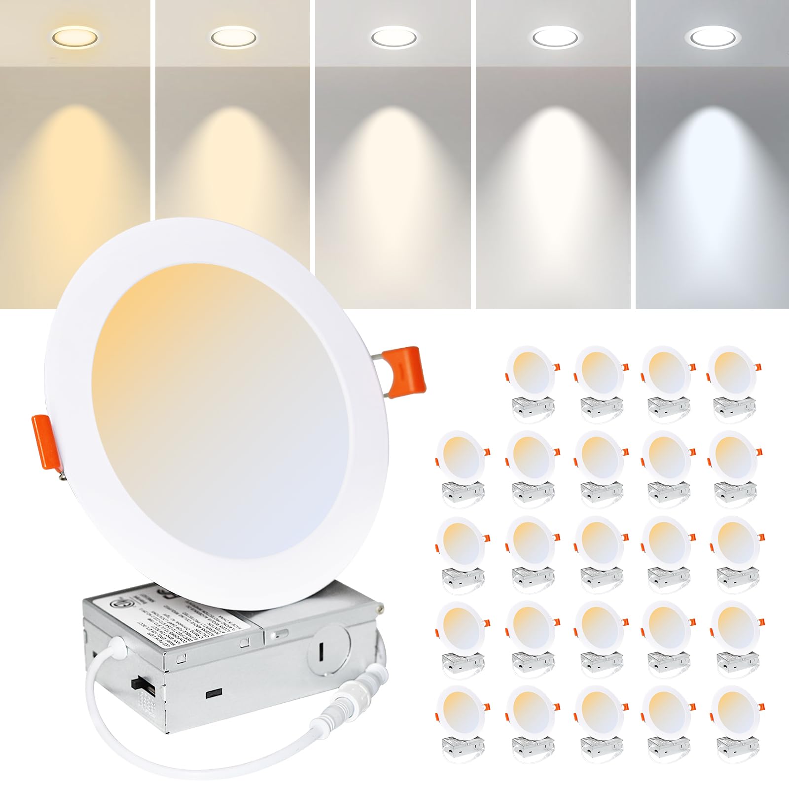Snapklik.com : AKT LIGHTING 24 Pack 6 Inch 5CCT Ultra-Thin LED Recessed ...