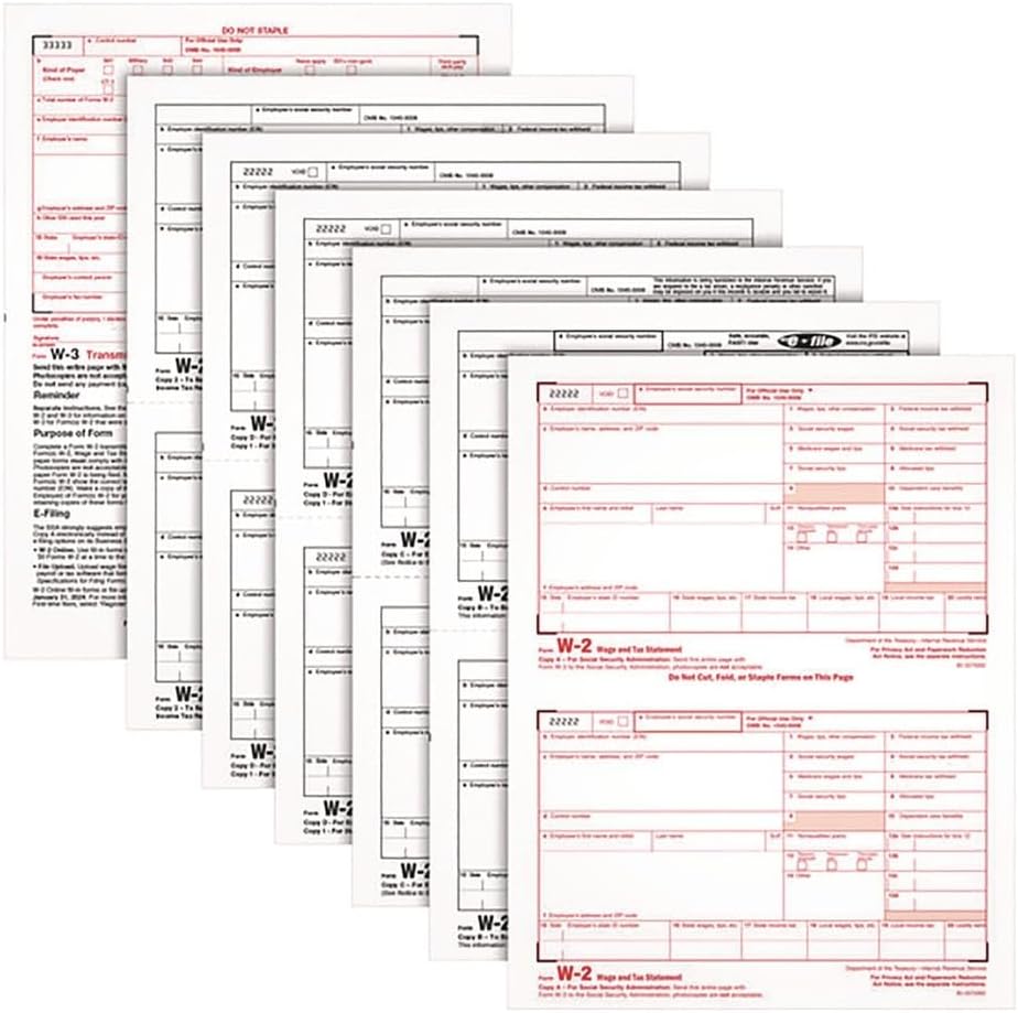 TOPS 22991 W-2 Tax Forms, 6-Part, 5 1/2 X 8 1/2, Inkjet/laser, 50 W-2s ...
