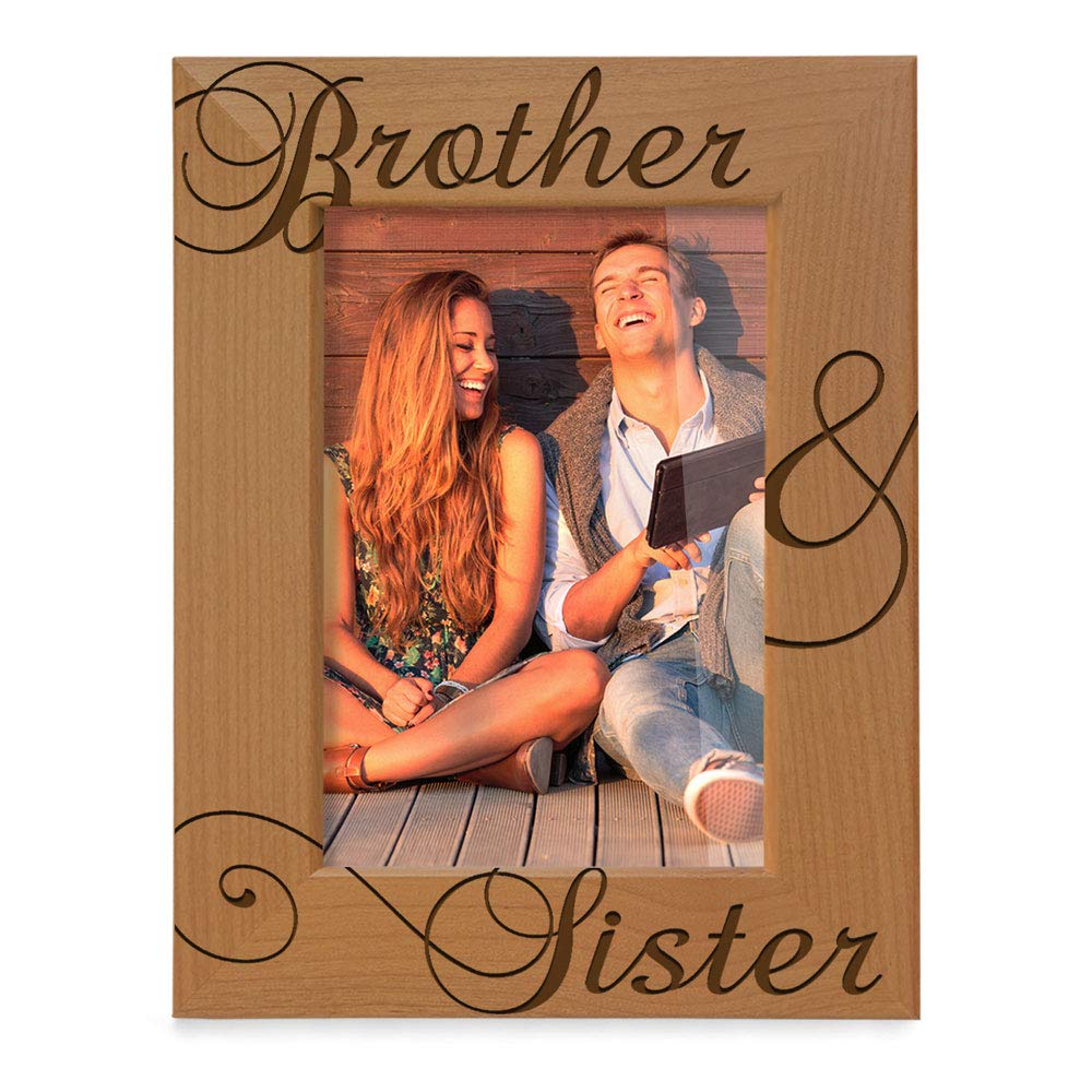 Buy KATE POSH - Brother & Sister Engraved Natural Wood Picture Frame ...