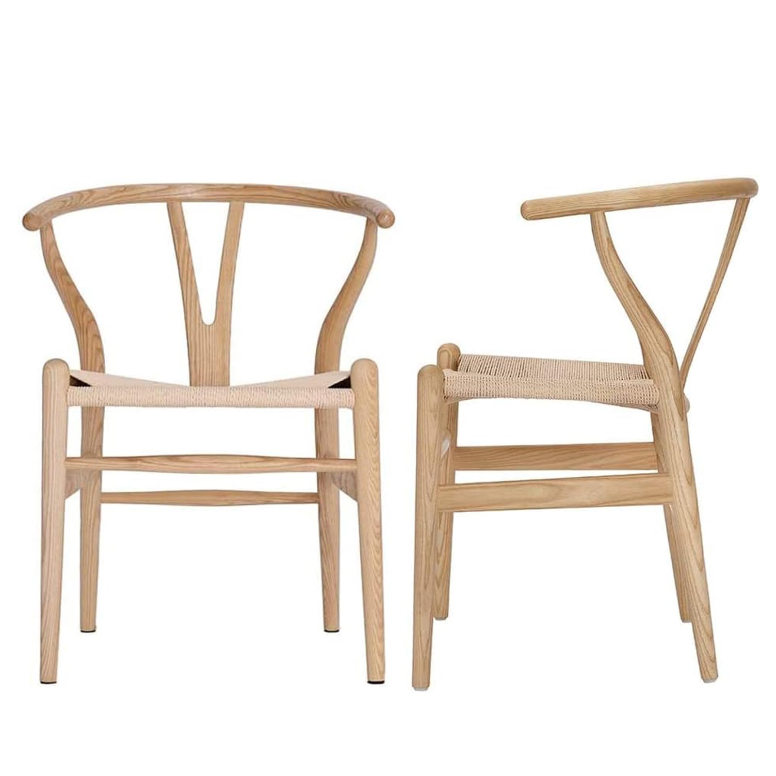 Tomile Set of 2 Wishbone Chair Solid Wood Y Chair Mid-Century Armrest ...