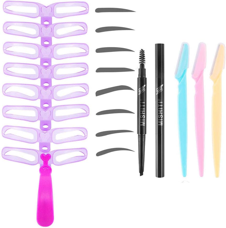 Amazon.com : 12 PCS Eyebrow Stencils - Eyebrows Shape Reusable with ...