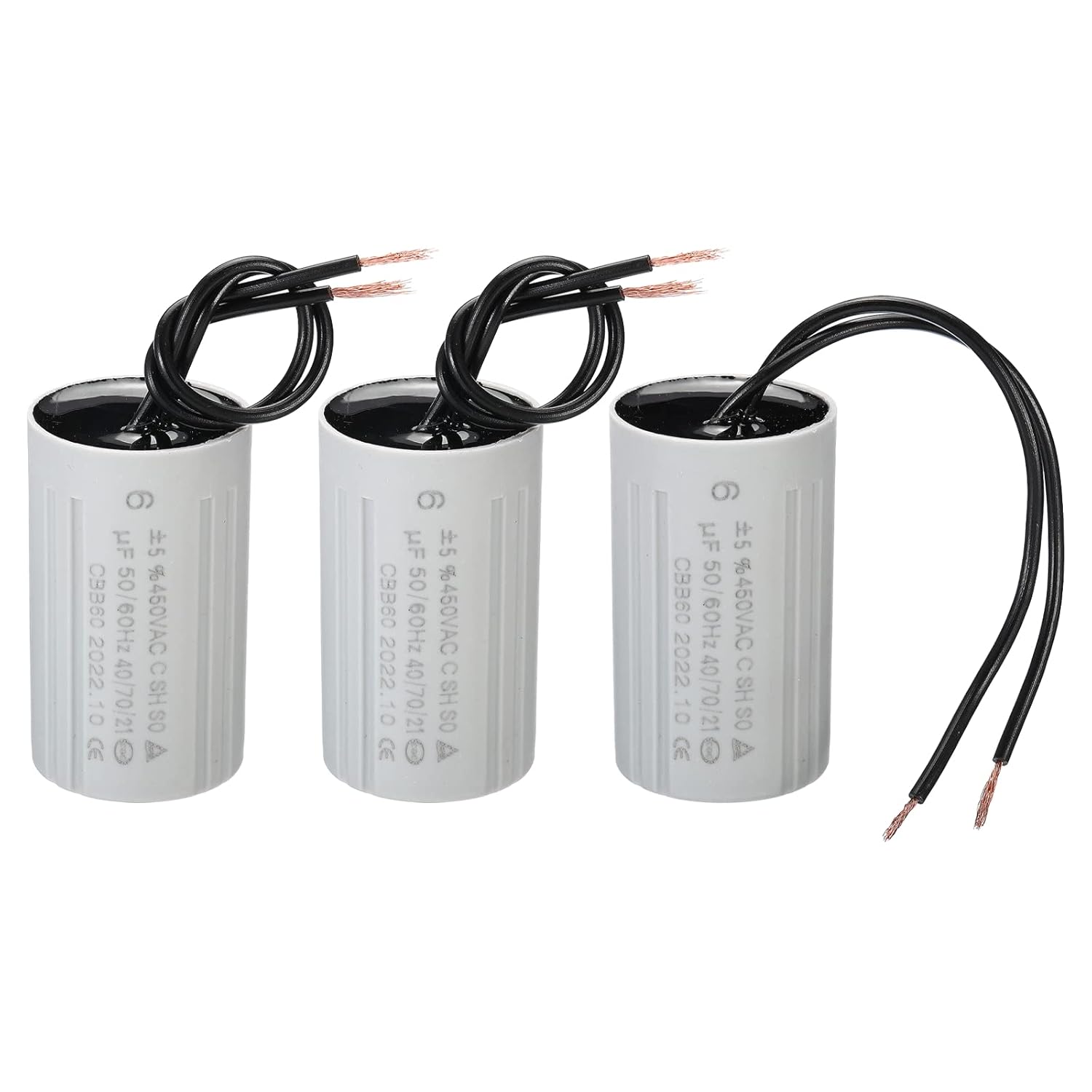 PATIKIL CBB60 6uF Running Capacitor, 3pcs AC 450V 2 Wires 50/60Hz ...