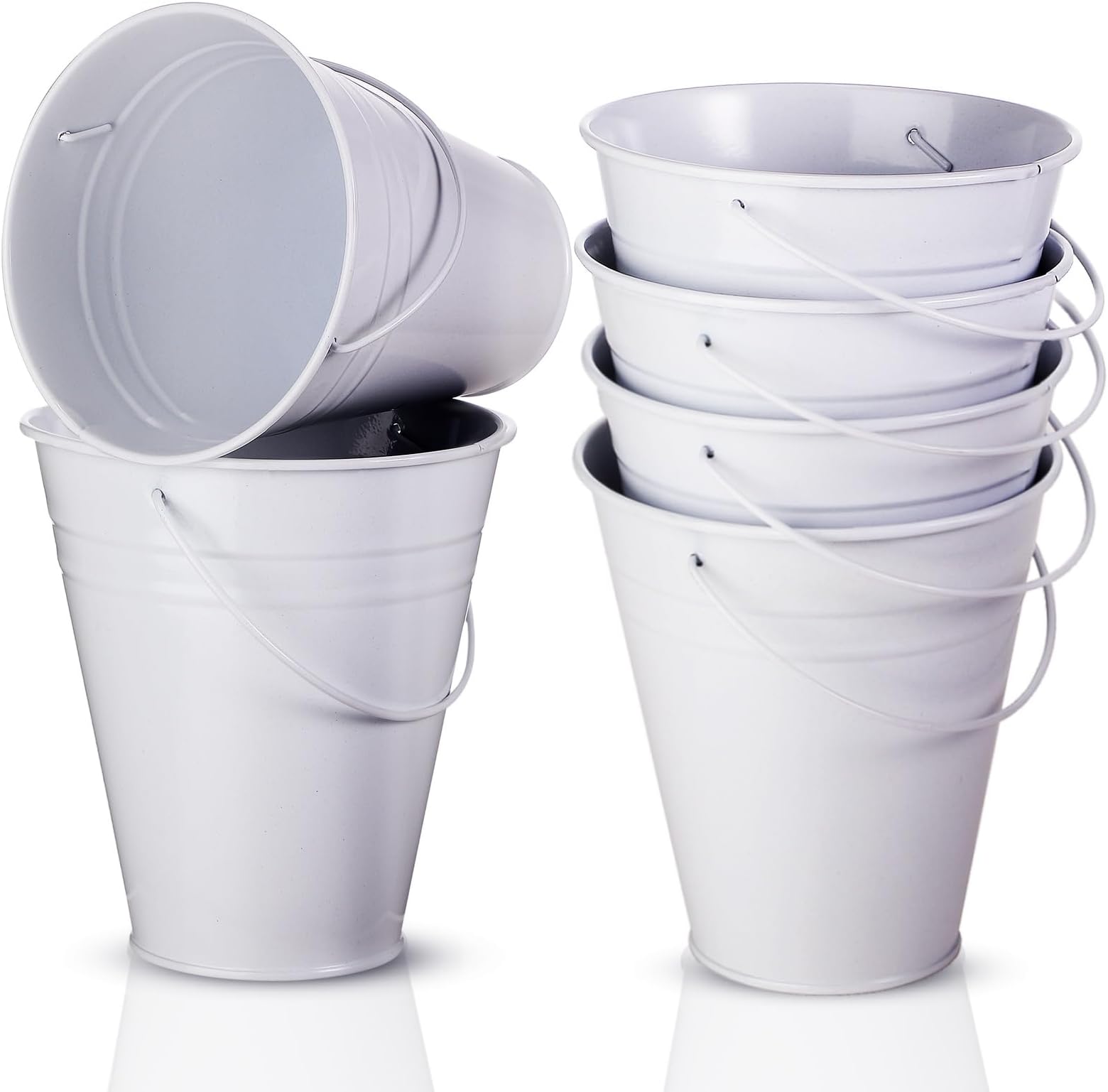 Amazon.com: Trio Lifestyle 6 Pack White Metal Buckets with Handle - 6 ...