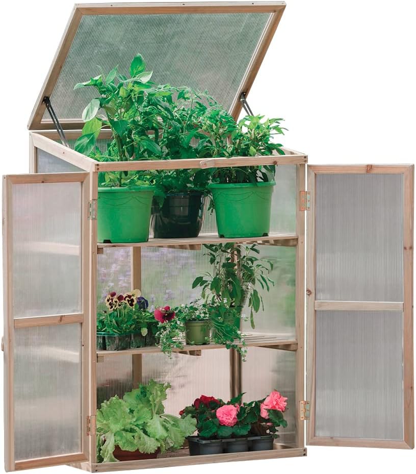 Neo Mini Wooden Greenhouse Cold Frame Garden Flower Vegetable Planting ...