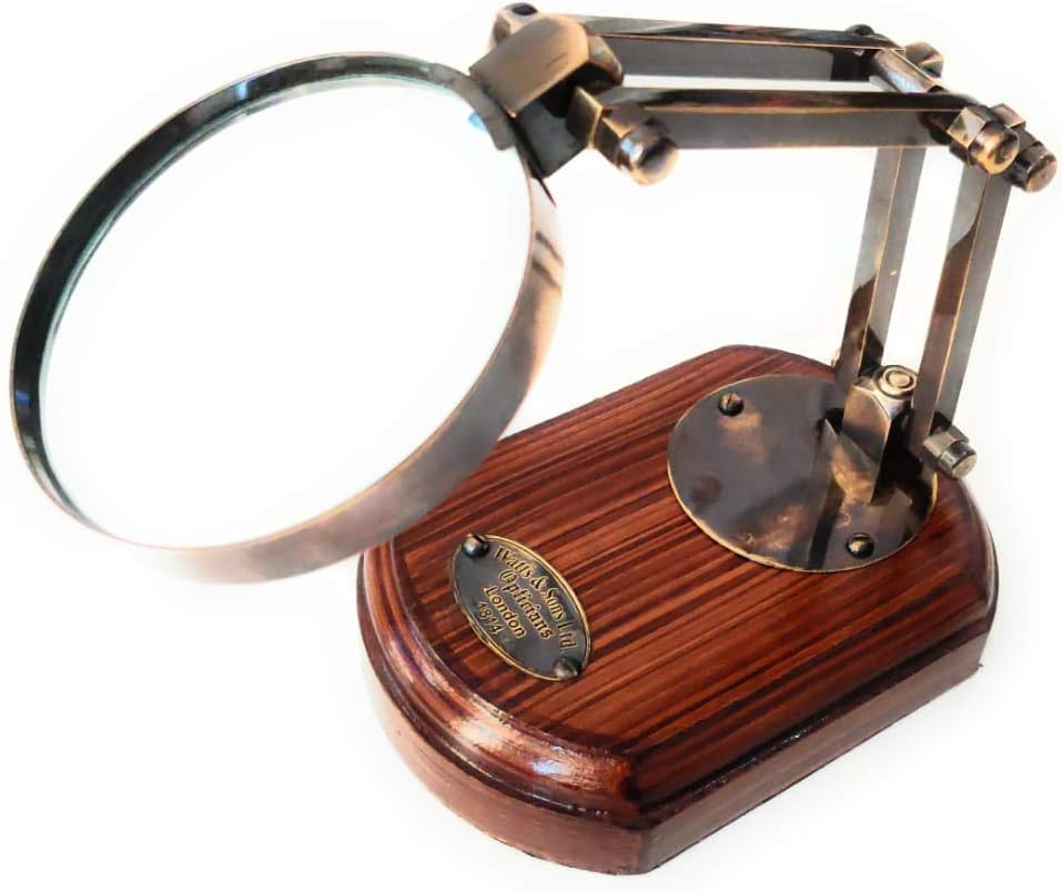Amazon.com: Antique Brass Moveable Lens Magnifying Magnifiers Table ...