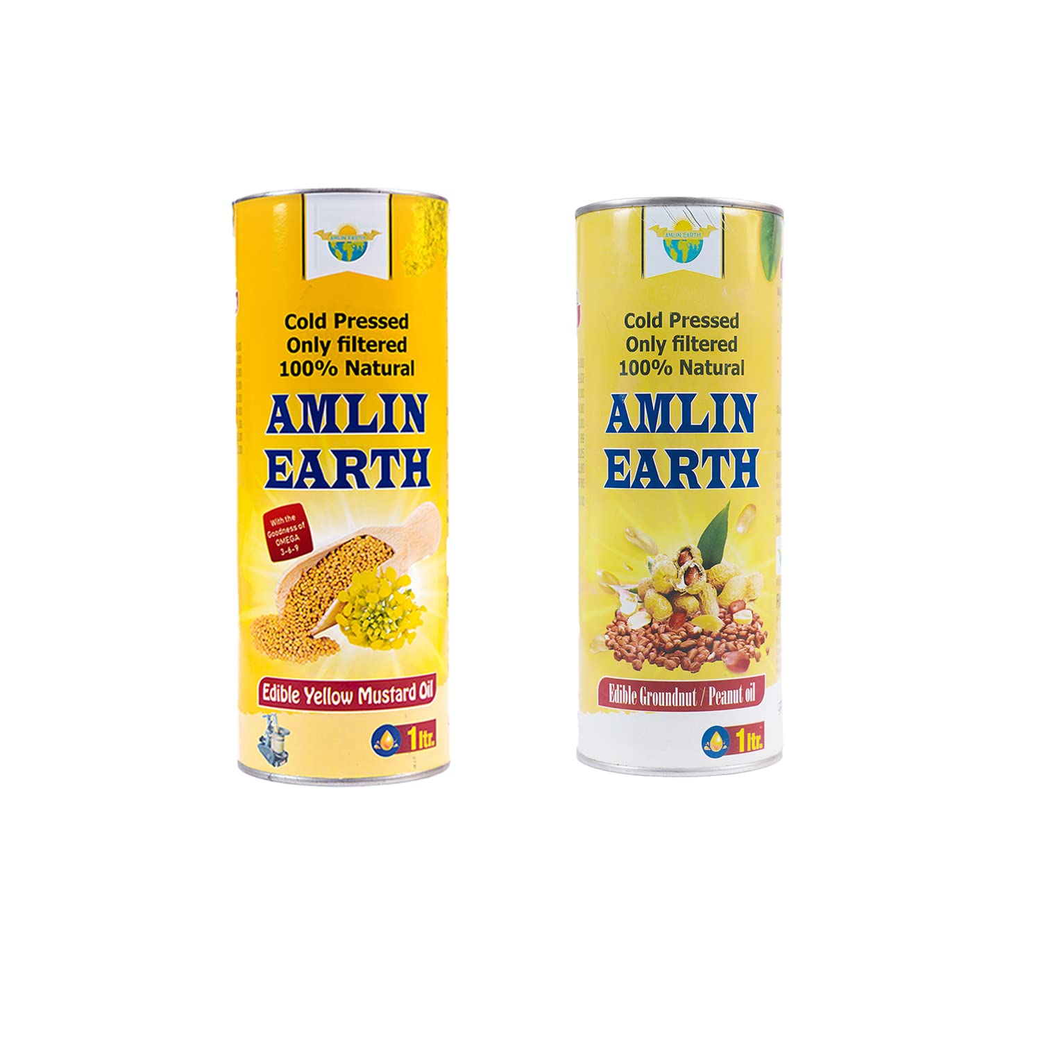AMLIN EARTH Wood Cold Pressed Yellow Mustard Oil and Groundnut Oil ...