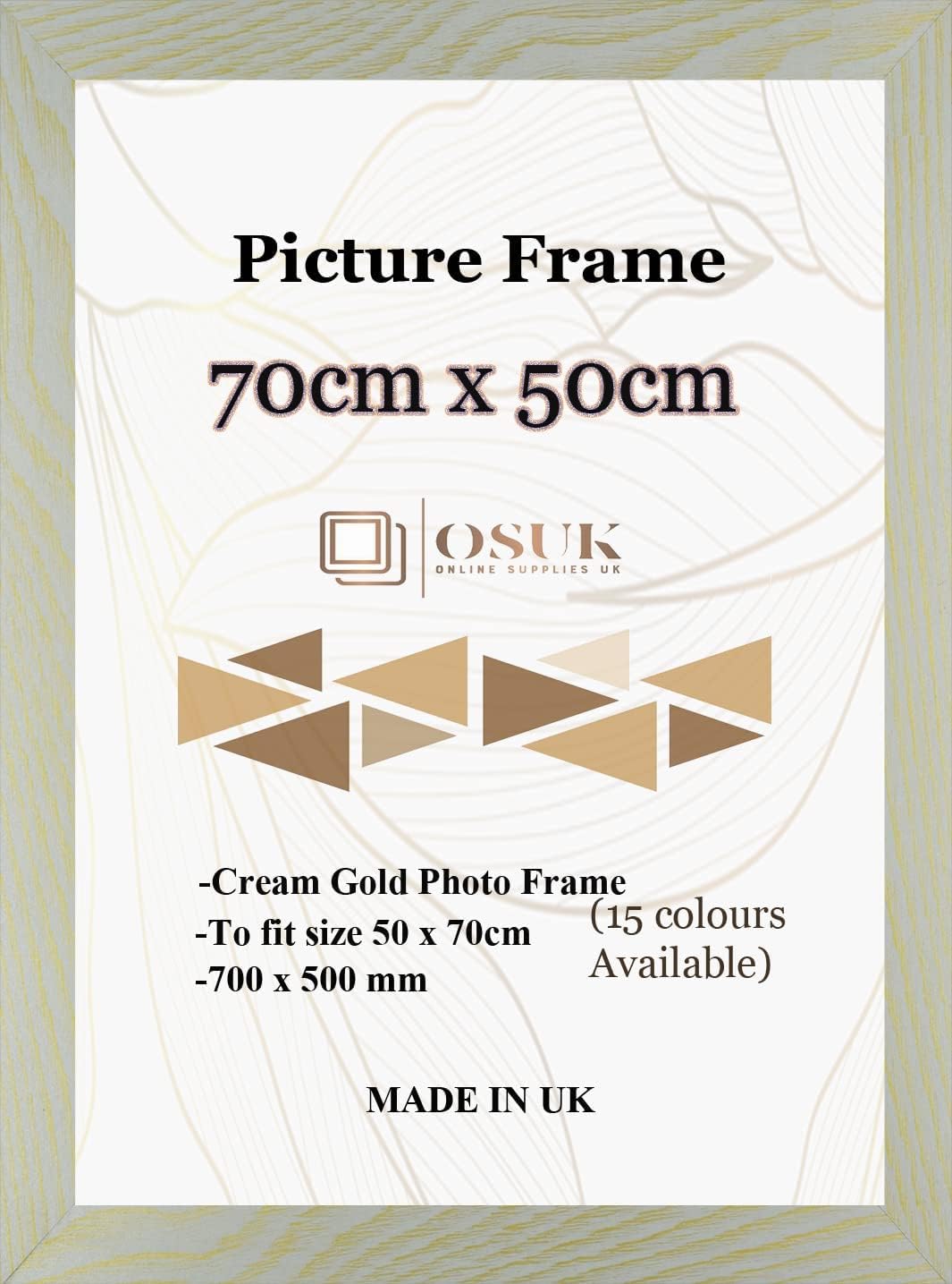 OSUK Cream Gold Poster Frame 70 x 50cm Large Photo Frame 70x50cm ...