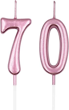 Amazon.com: 70th Birthday Candles, Rose Gold Number 70 Candle for Cake, Happy Birthday Cake ...