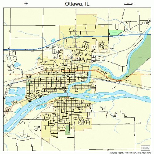 Large Street & Road Map of Ottawa, Illinois IL - Printed poster size ...