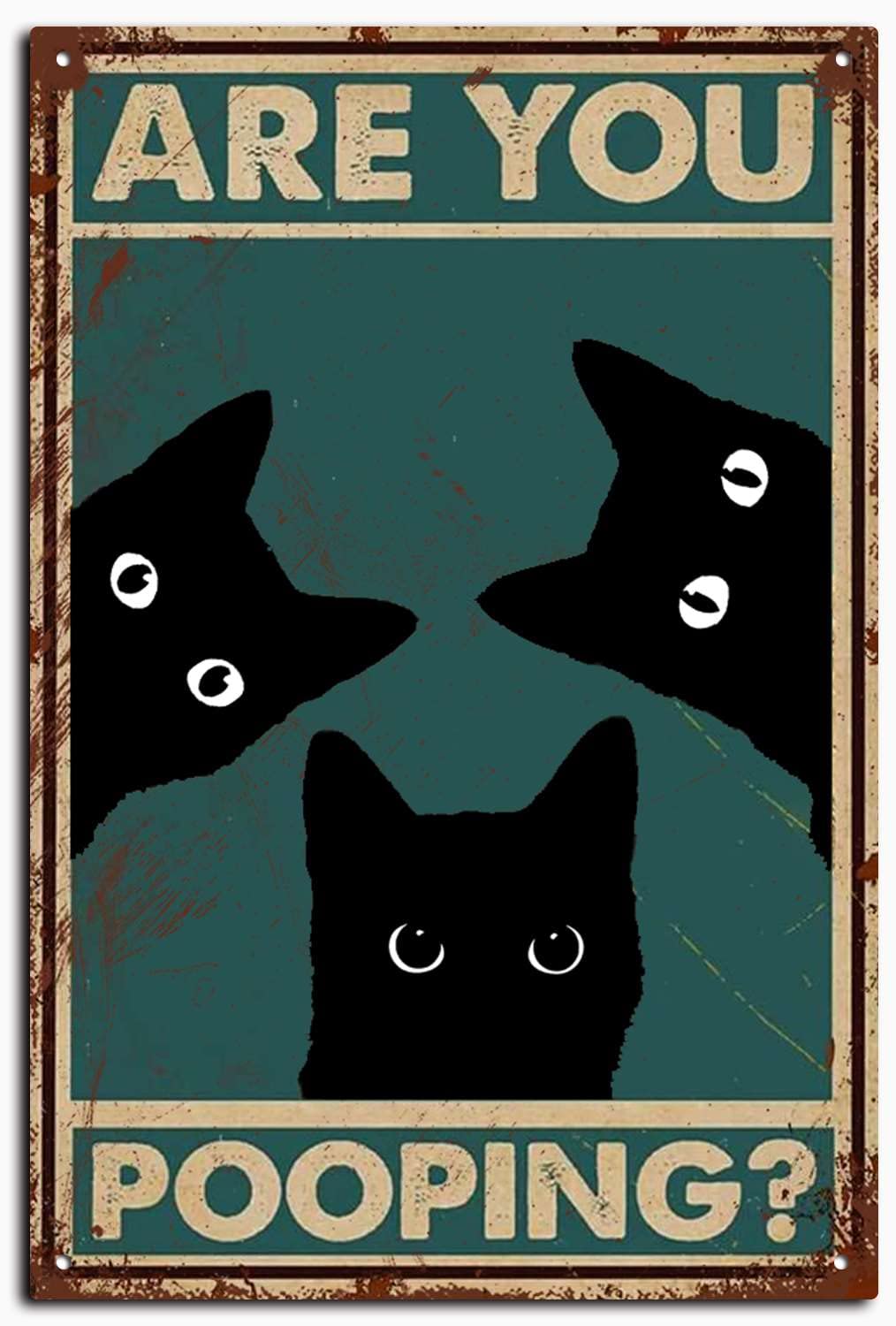 Amazon.com: Tin Metal Signs Vintage Black Cat are You Pooping Signs ...