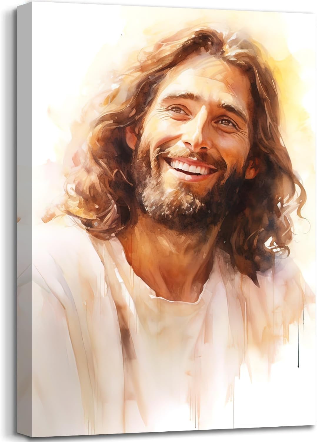 Amazon.com: Jesus Wall Art,Laughing Christ with Long Curly Hair Beard ...