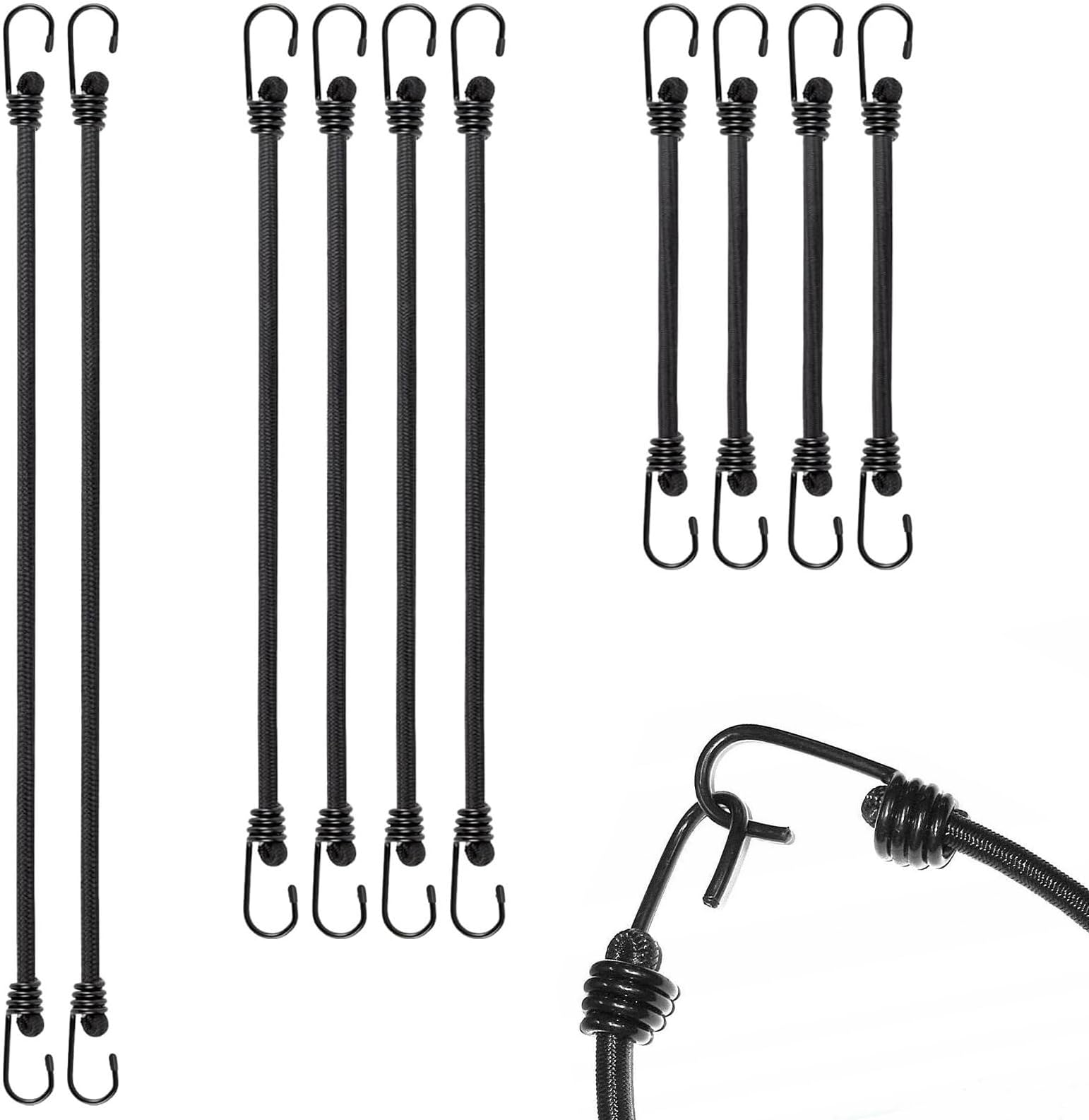Gepäckspanner,Gummispanner,10 Stück,Spanngurte,Spanngummi mit Haken,Spannseil,Expander mit Haken ...