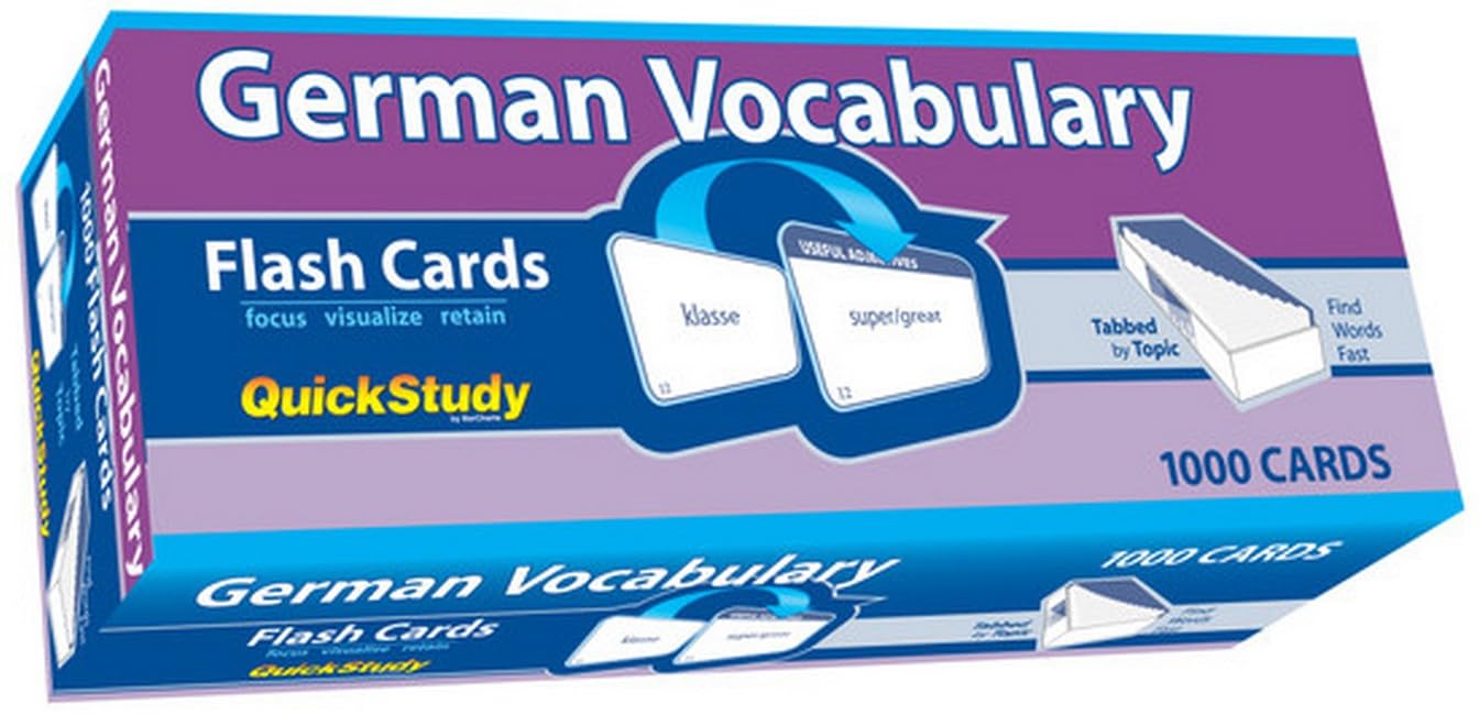 German Vocabulary Flash Cards (1000 Cards) QuickStudy Reference Tool ...