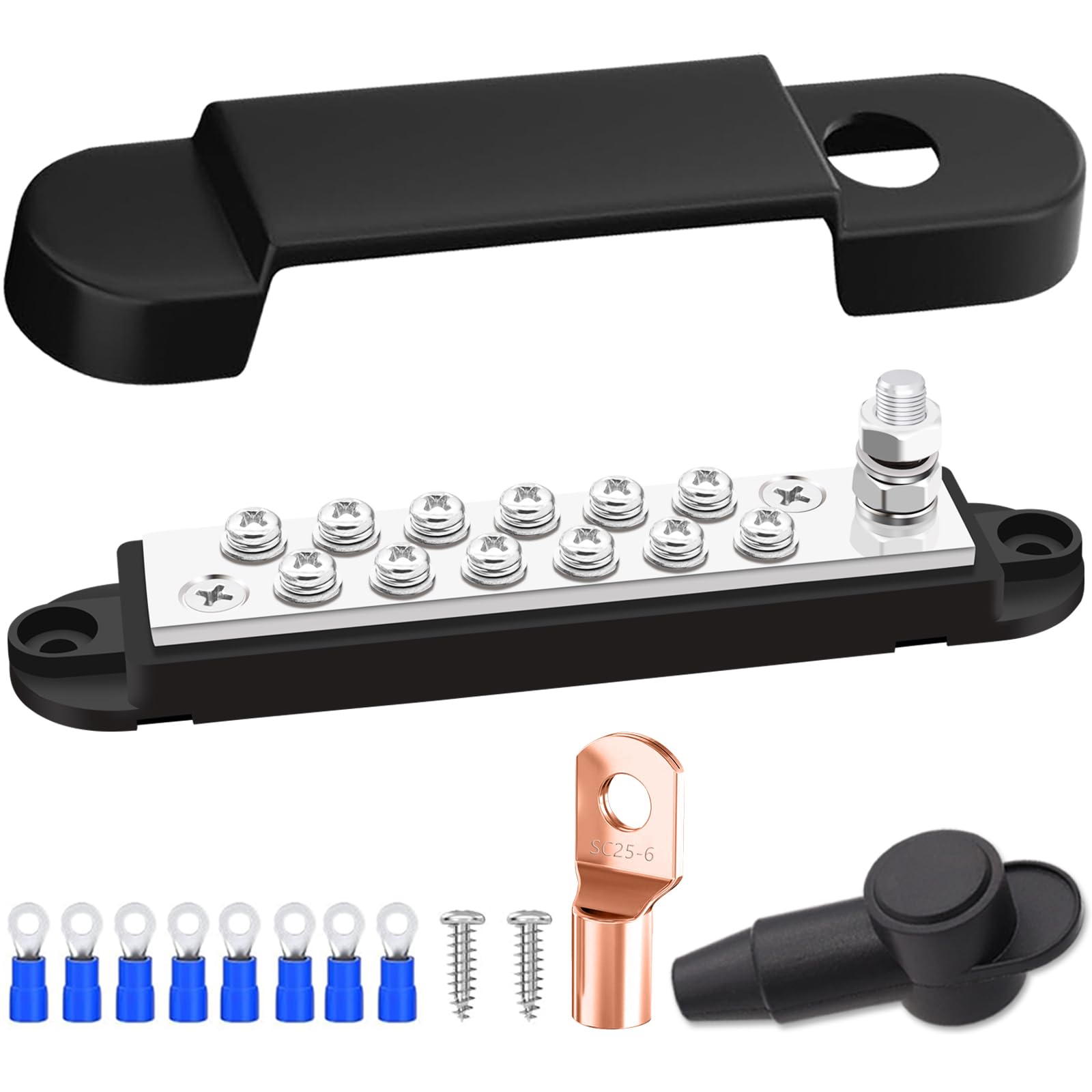 Amazon.com: Aienxn 150A 12V Bus Bar Marine 1/4" Power Distribution ...