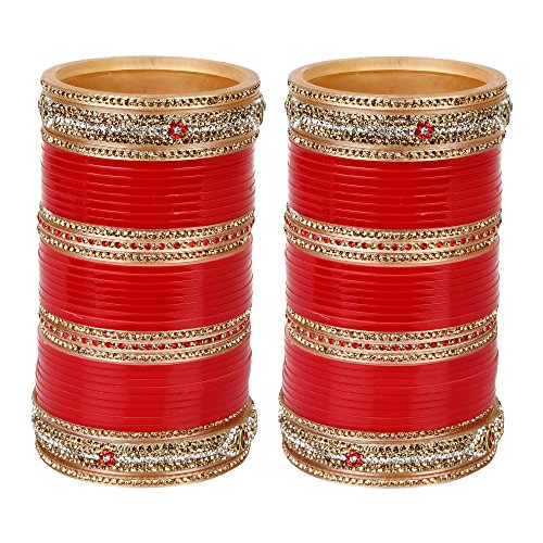 Buy Mughal Red & Gold Bridal Dulhan Chuda Set for Women MB-006(107) 2.8 ...