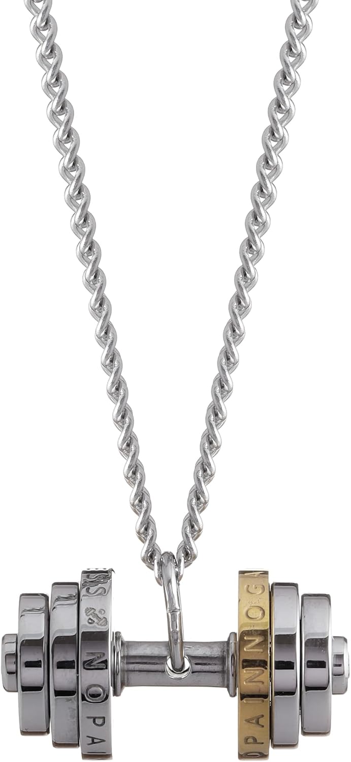 HAQUIL Dumbell Pendant Necklace Gym Dumbbell Barbell Necklace for Men ...