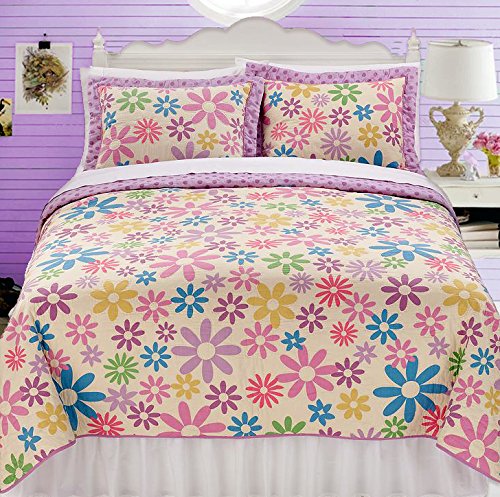 PDK/Regency Flower Power 3-Piece Quilt Set, Full/Queen : Amazon.in ...