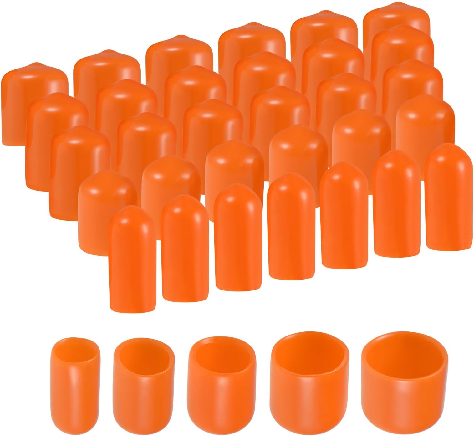 uxcell 25pcs Round Rubber End Caps 1/4" 3/8" 1/2" 3/4" 7/8" Orange ...