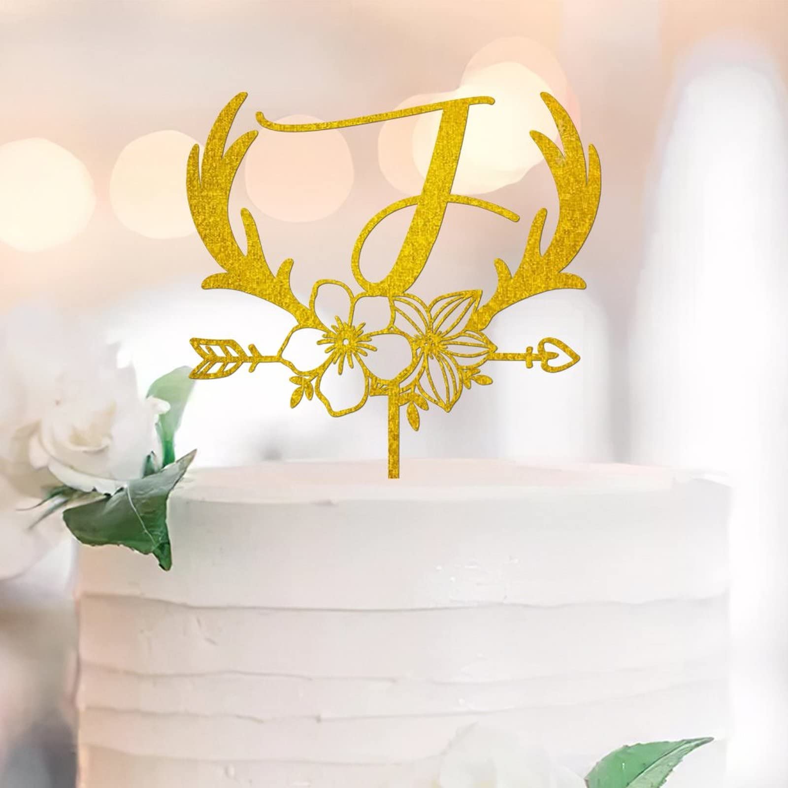 Floral Cake Toppers With Initials Initial Letters Cake Topper For