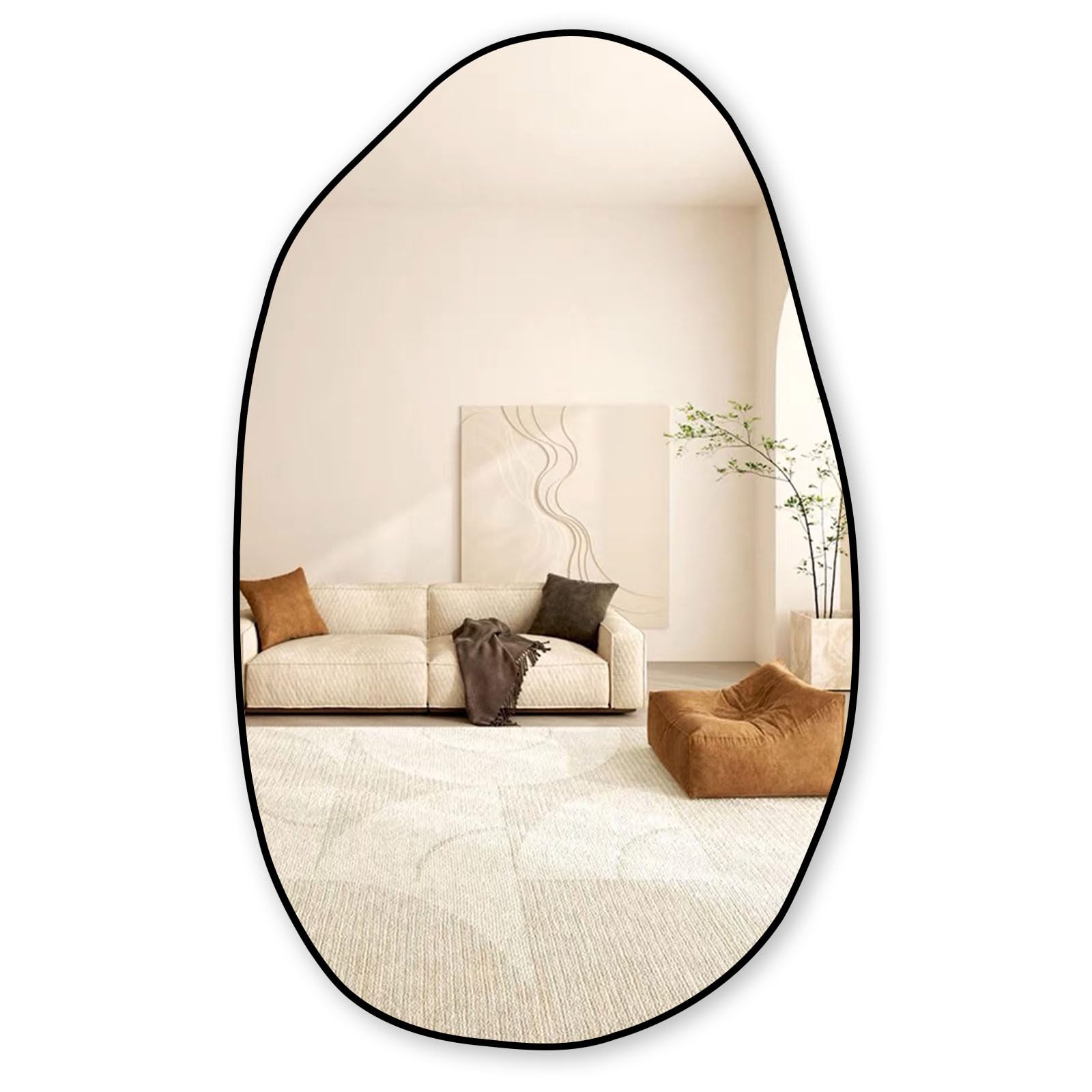 GOQELK Asymmetric Black Mirror- Irregular Wall Mirror, Black Bathroom ...