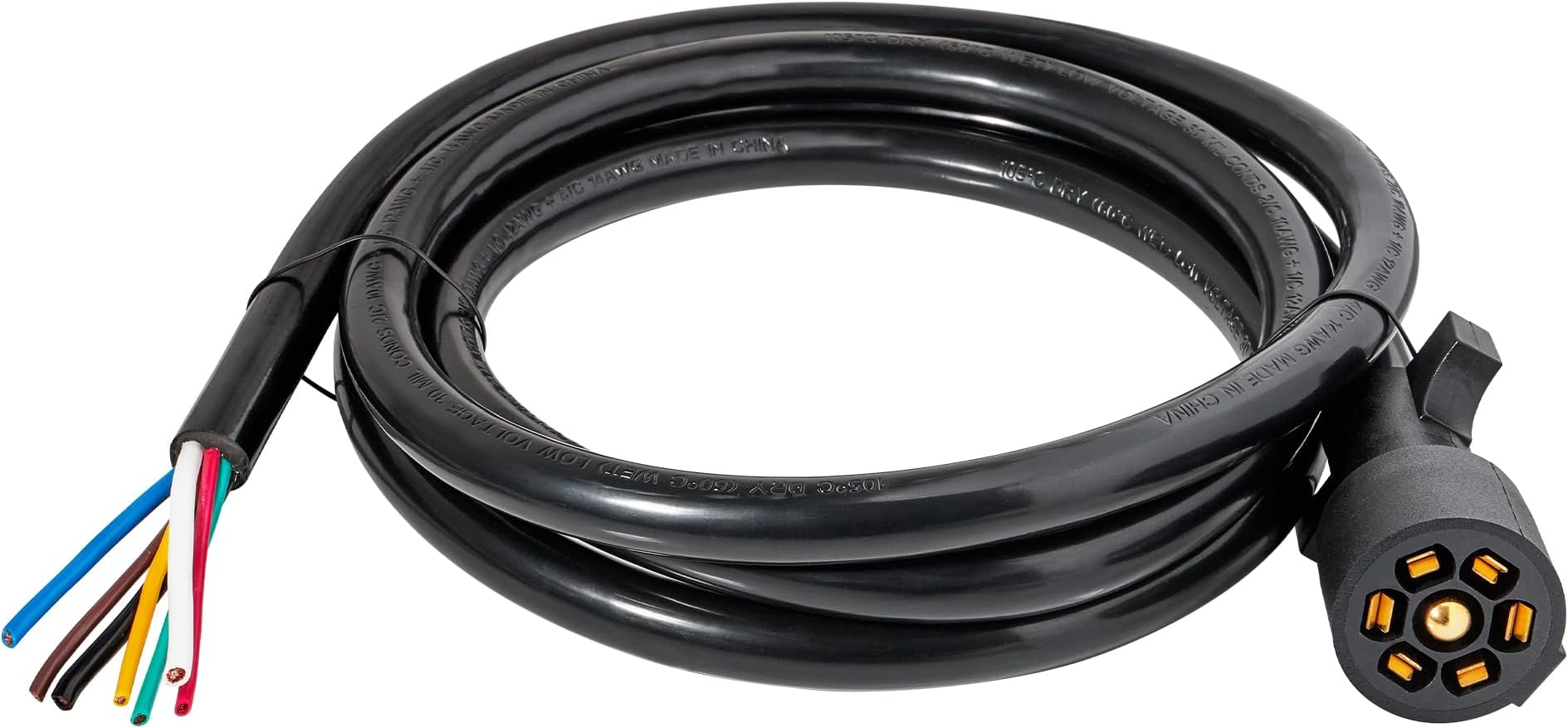 Amazon.com: Oyviny Heavy Duty 7 Pin Trailer Plug Cord with Double ...