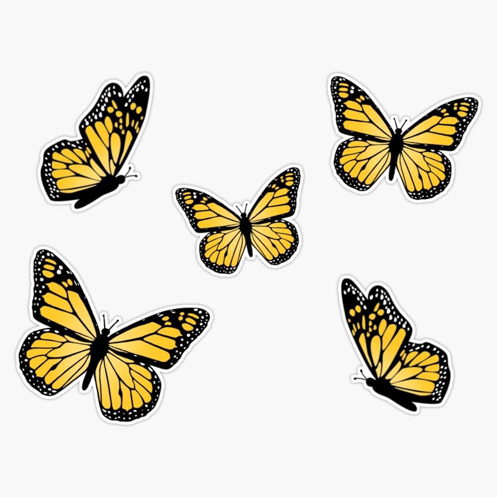Amazon.com: Aesthetic Yellow Butterflies Sticker Vinyl Waterproof ...