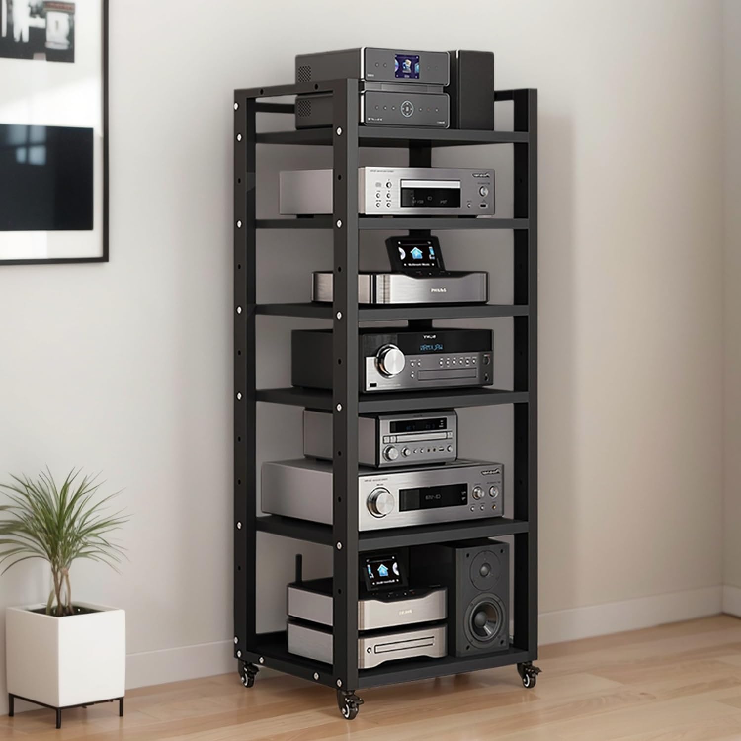 Amazon.com: OMKUOSYA 6 Tier Audio Rack Tower, Corner TV Console and AV ...