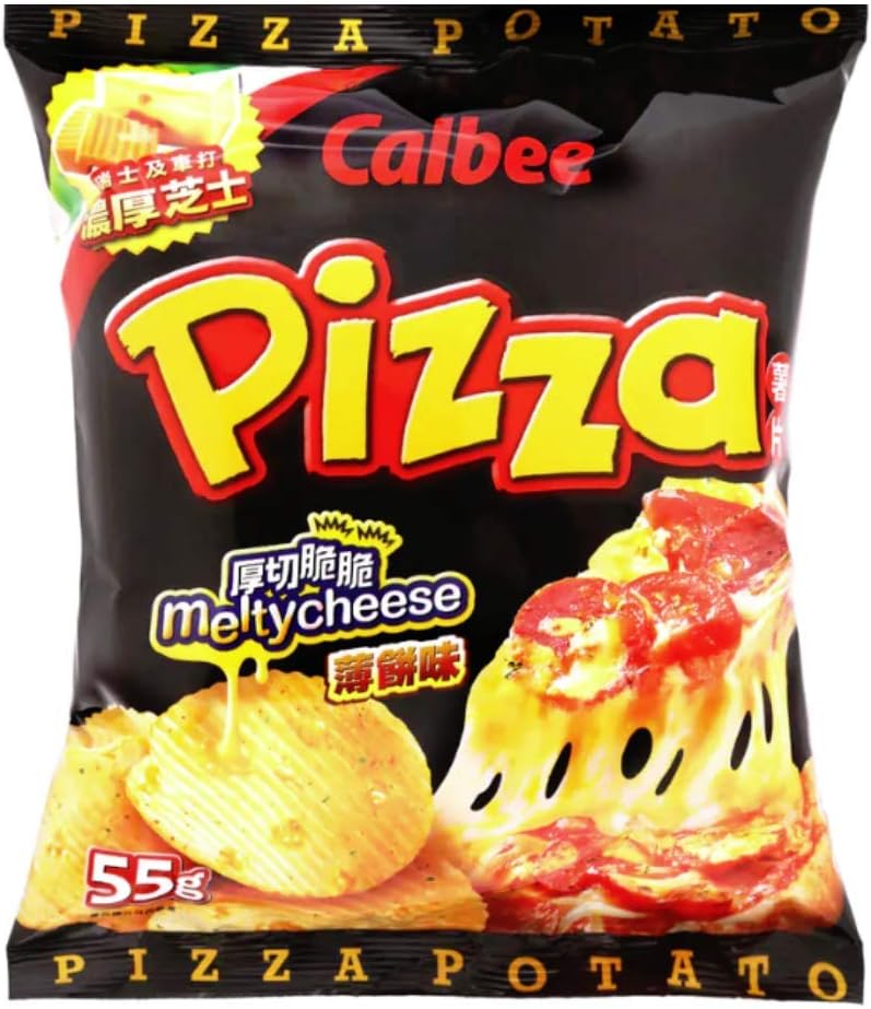 Amazon.com: CALBEE Potato Chips Melty cheese Pizza Flavoured 55g x 6 ...