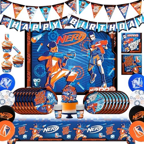 Amazon.com: Mega Nerf Party Supplies for Birthday, Decorations, and ...