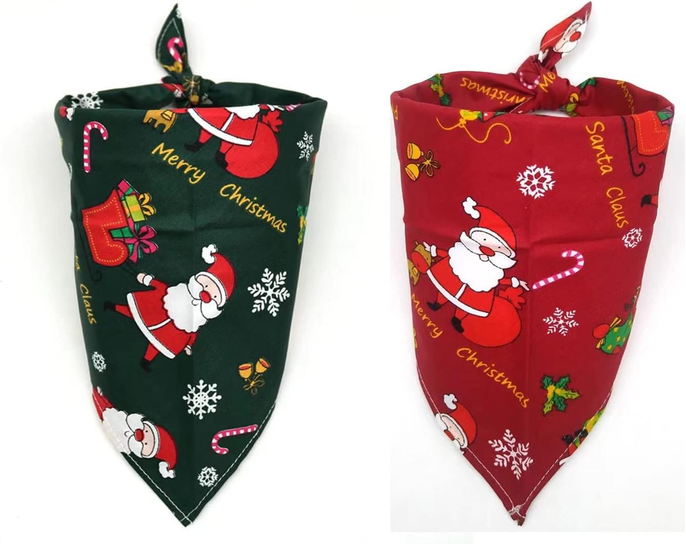 Cute Soft Designer Santa Dog Bandana for Christmas with Bell : Amazon ...