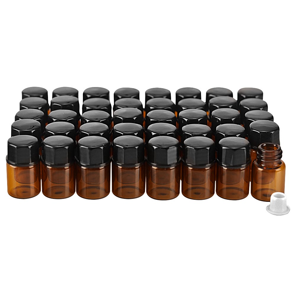 Amazon.com: 40 pack 2 ml (5/8 Dram) Mini Amber Glass Sample Bottles ...