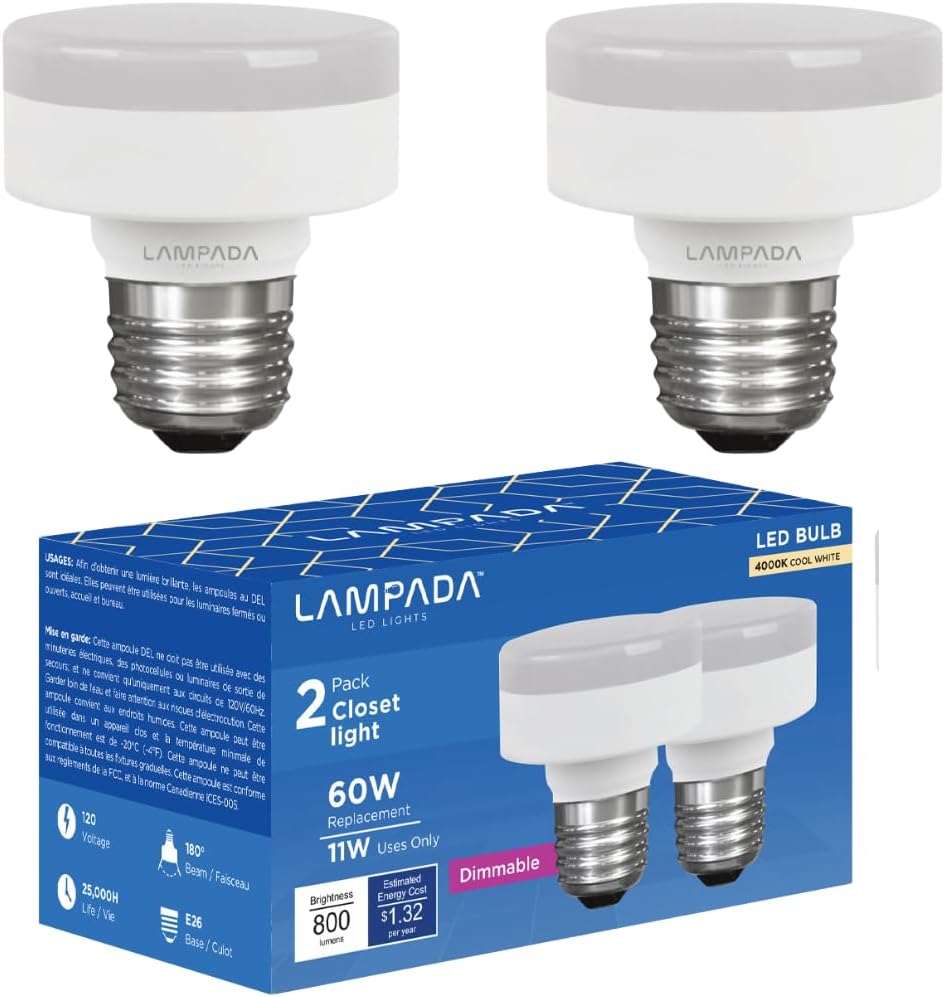 LAMPADA LED Low Profile Bulb, Puck Light Bulb, Dimmable 11W (60W ...