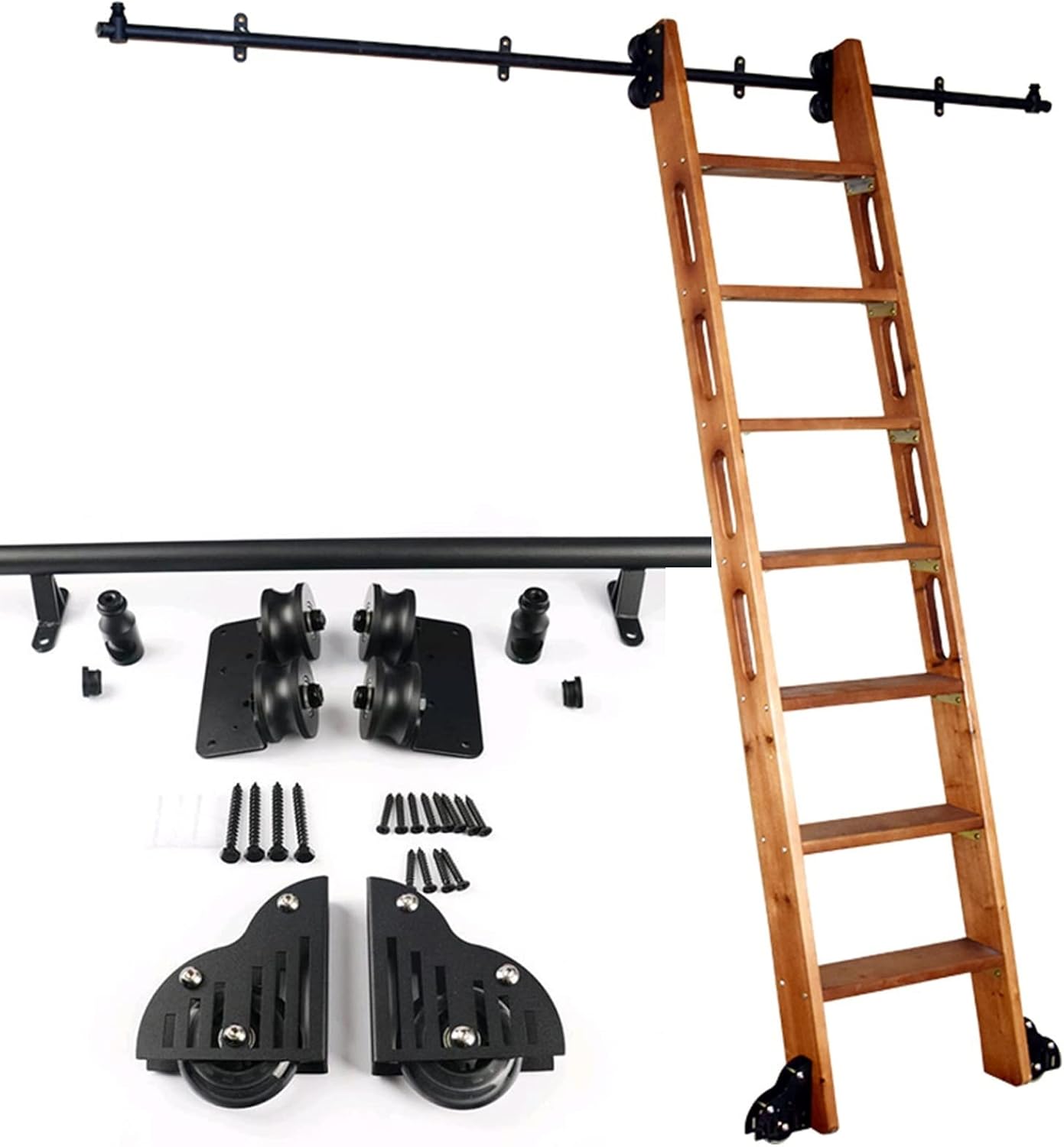 Amazon.com: Rolling Library Ladder Hardware Kit Sliding Ladder Library ...