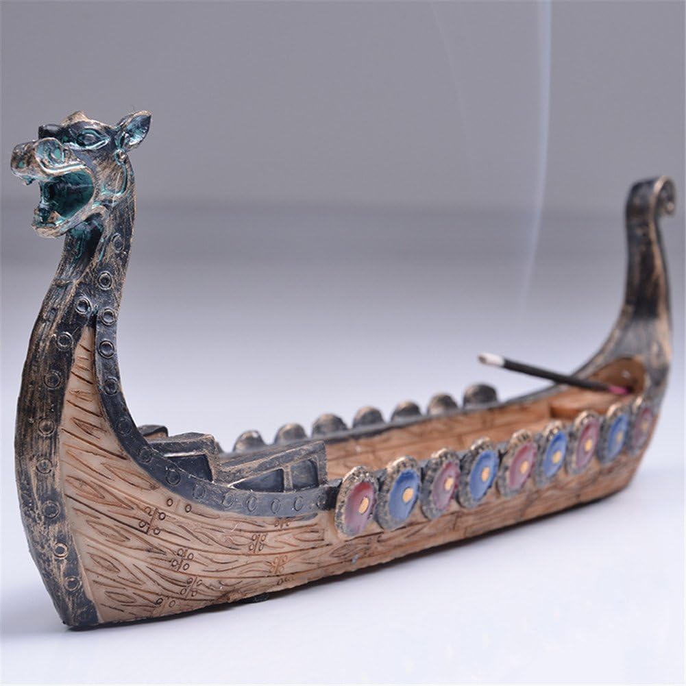 Amazon.com: Incense Burner Incense Holder Cool Viking Dragon Longboat ...