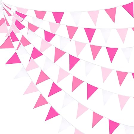Amazon.com: 10M/32Ft Purple and White Pennant Banner Fabric Triangle ...