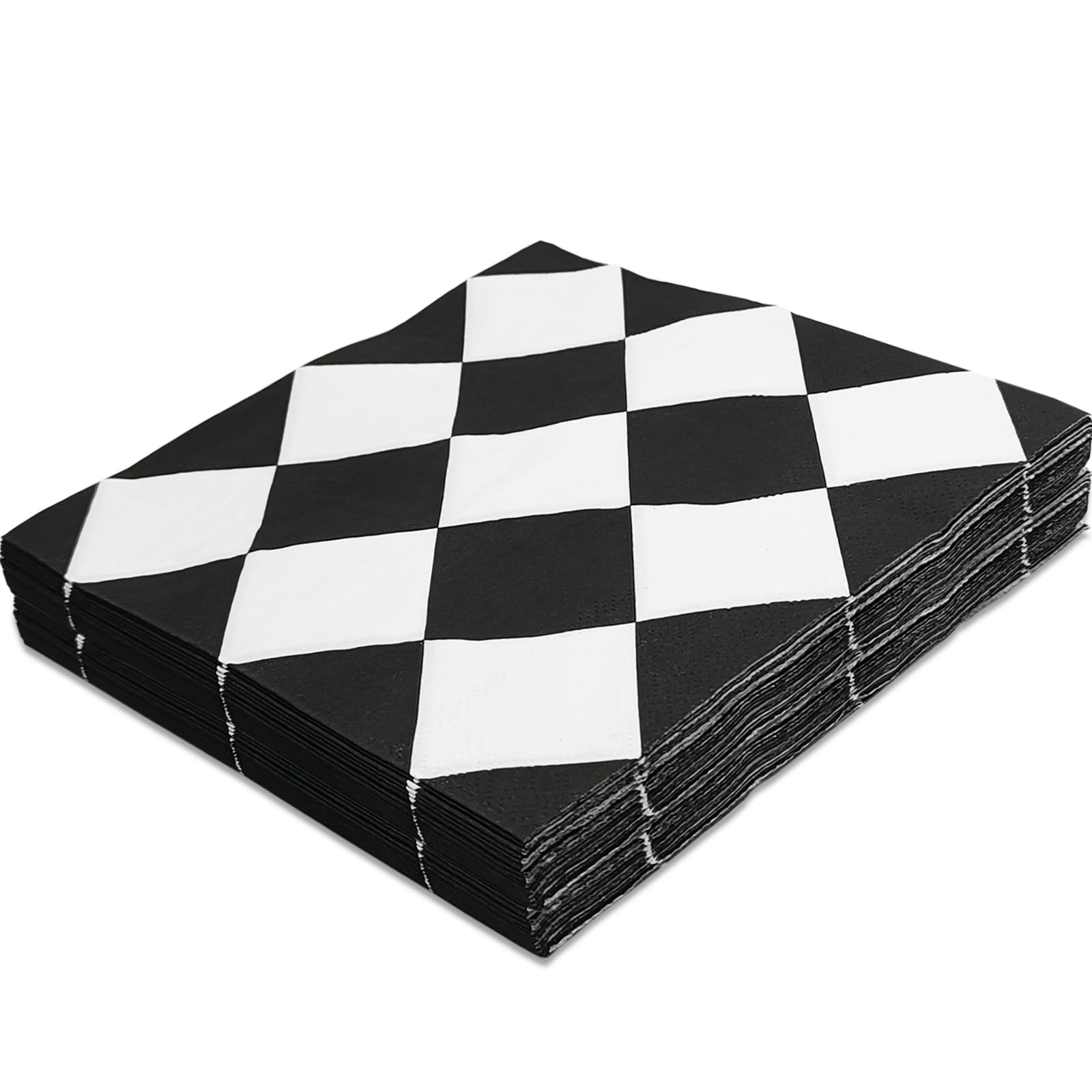 Amazon.com: 40 Pcs Checkered Paper Napkins Black and White Pliad ...