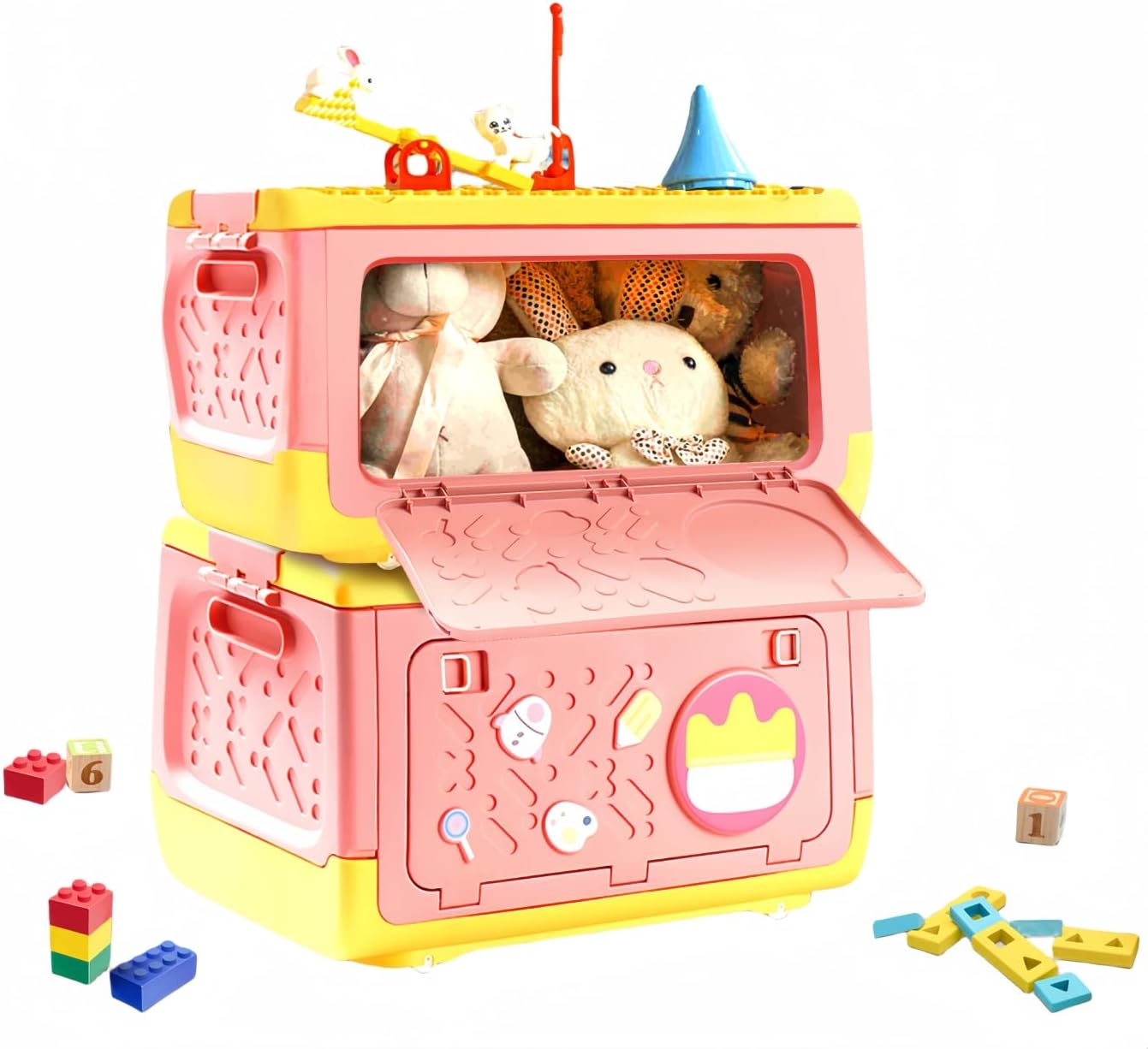 Amazon.com: Fieploom Stackable Toy Storage Box with Wheels and Lid for ...