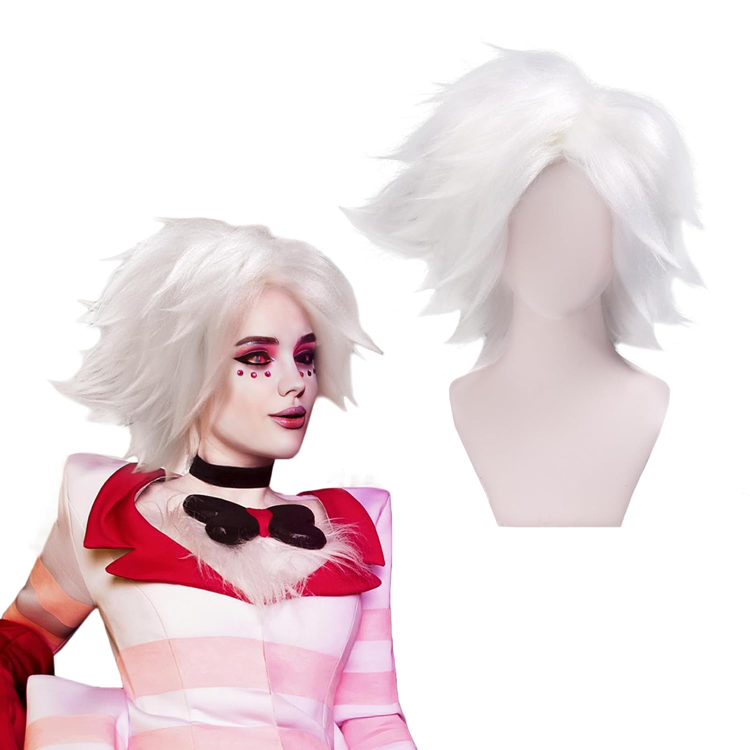 Amazon.com: C-ZOFEK Short White Cosplay Wig for Women Halloween Costume ...