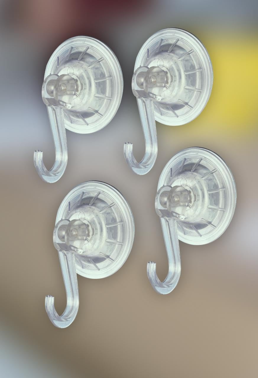 Essentiality 4Pcs Heavy Duty Suction Cup Hooks Multipurpose 5.5cm ...