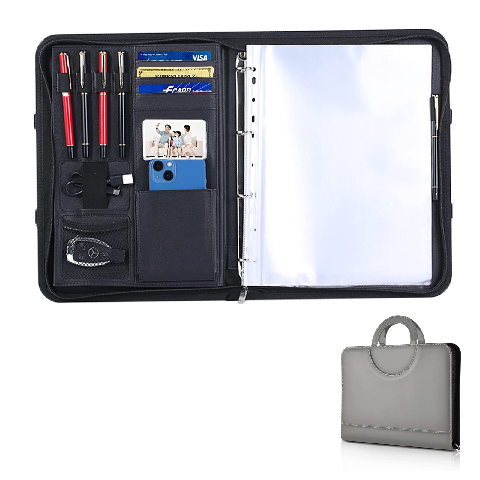 Amazon | Red tabby 【クリップボード】 A4 多機能バインダー クリップファイルボード 名刺入れ 書類ケース 革 PUレザー ...