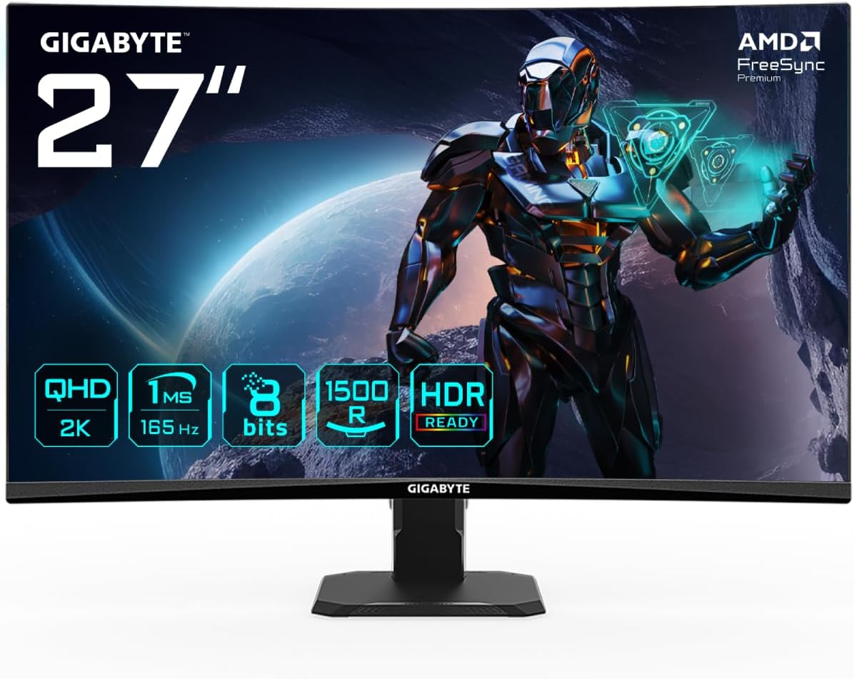 Gigabyte GS27QC 27" Monitor da Gioco Curvo QHD - 2560 x 1440, 1500R ...