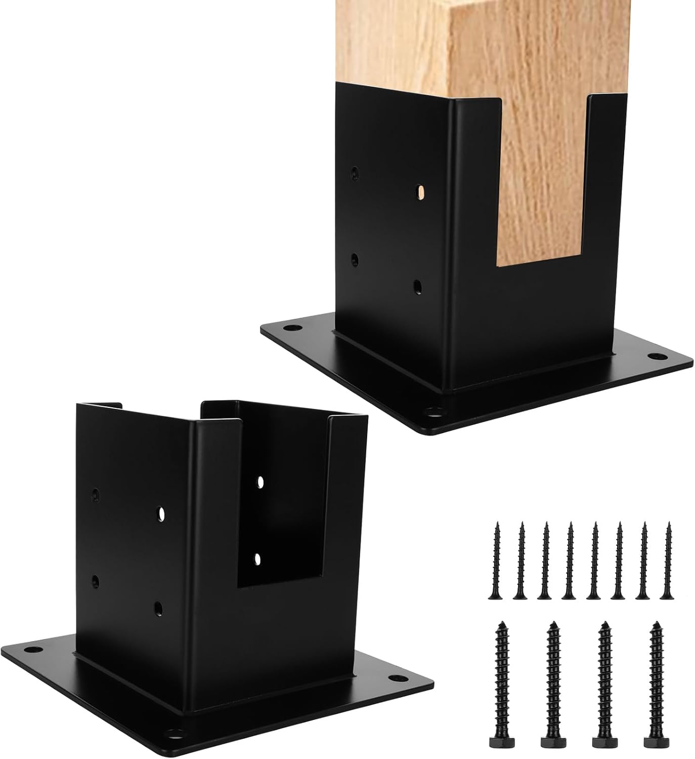 2Pack 4×4 Post Base, Heavy Duty Iron Post Bracket, Inner Size 3-5/8'' x ...